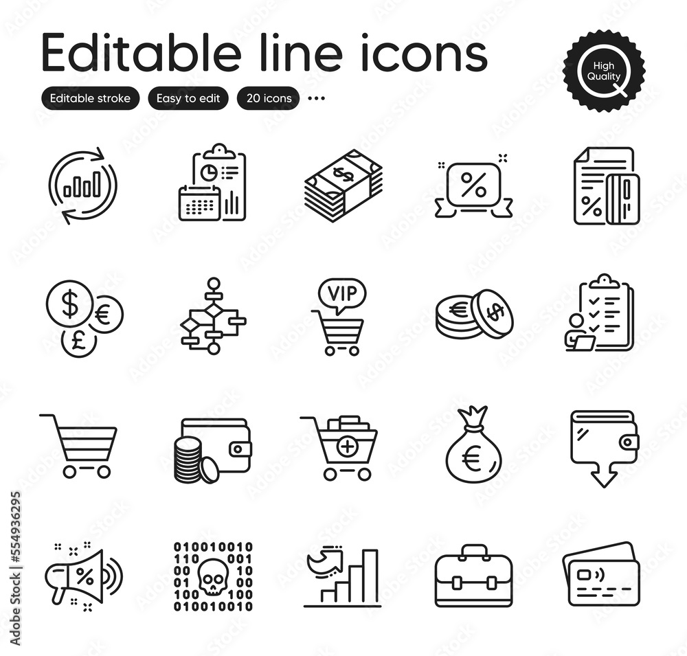 Set of Finance outline icons. Contains icons as Payment method, Block ...