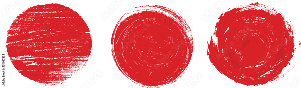 Red circles. Red circle in grunge style on white background. Japanese ...