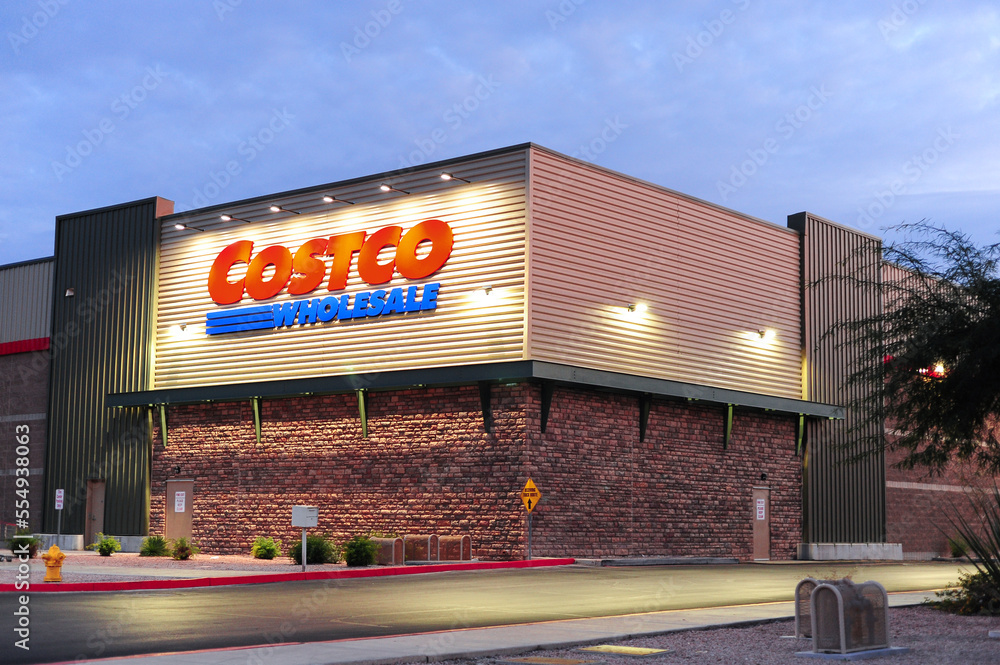 Sign and brand logo of a Costco Wholesale store building in Mesa ...