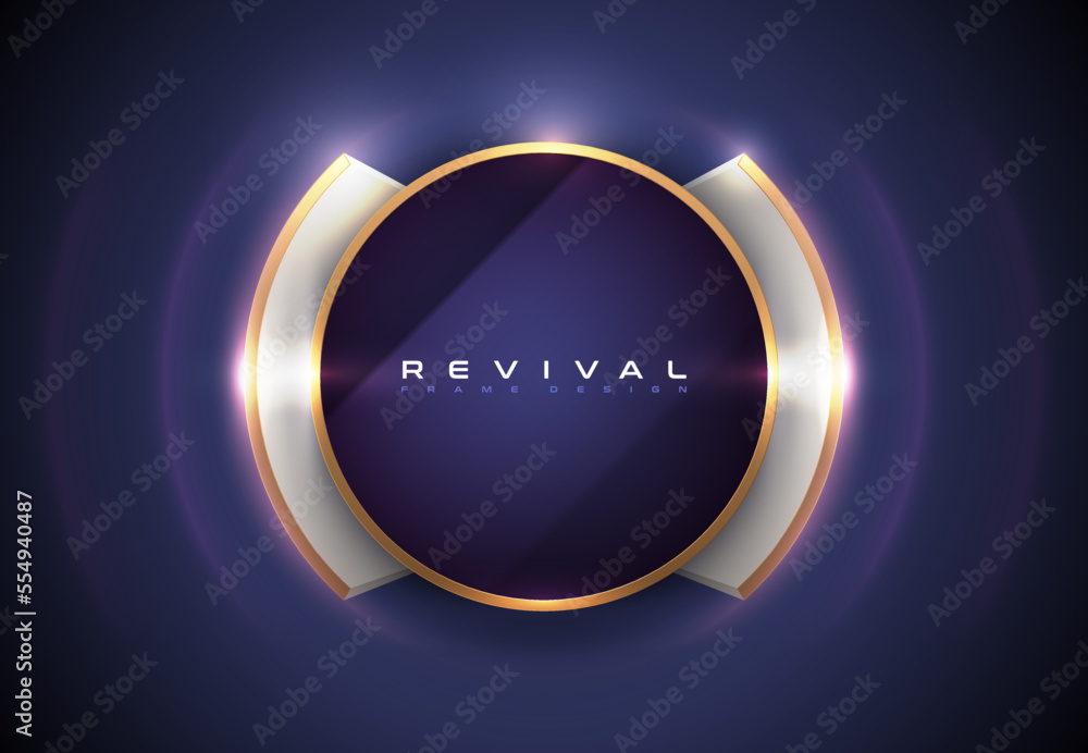 Vecteur Stock Glossy purple circle logo frame, gold edge. Luxury frame ...