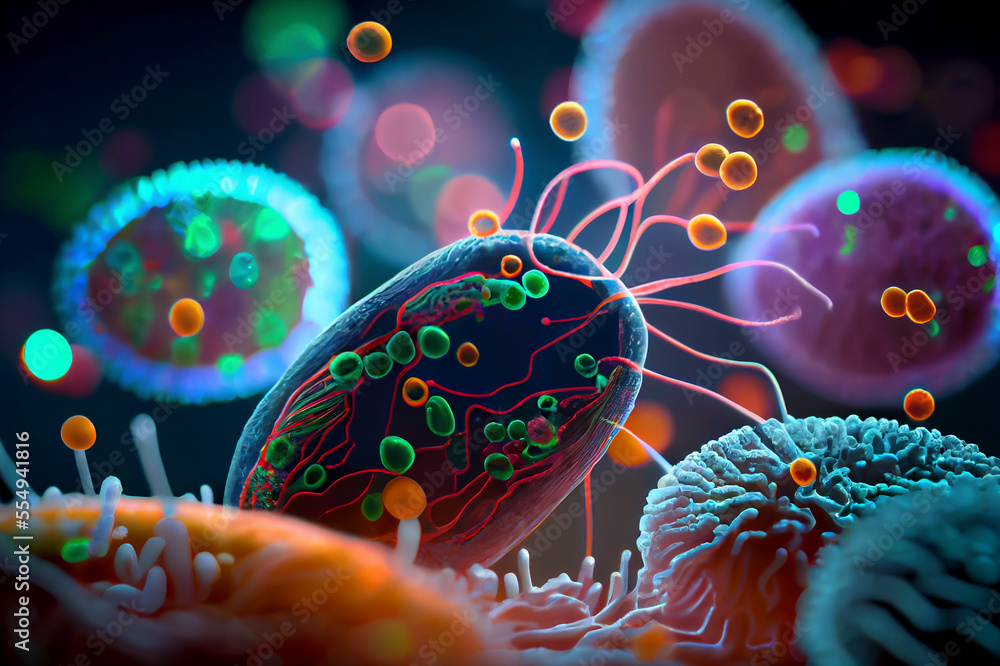 Beautiful microworld, microbes of different shapes, generative ai ...