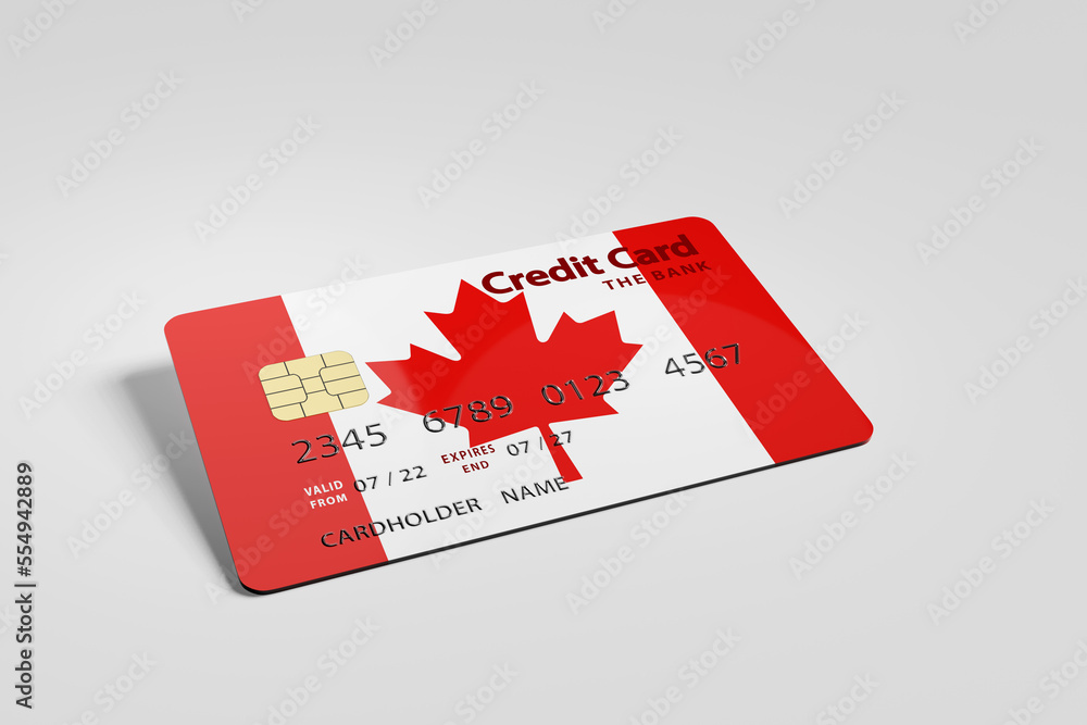 Credit card showing the national flag of Canada on white background ...