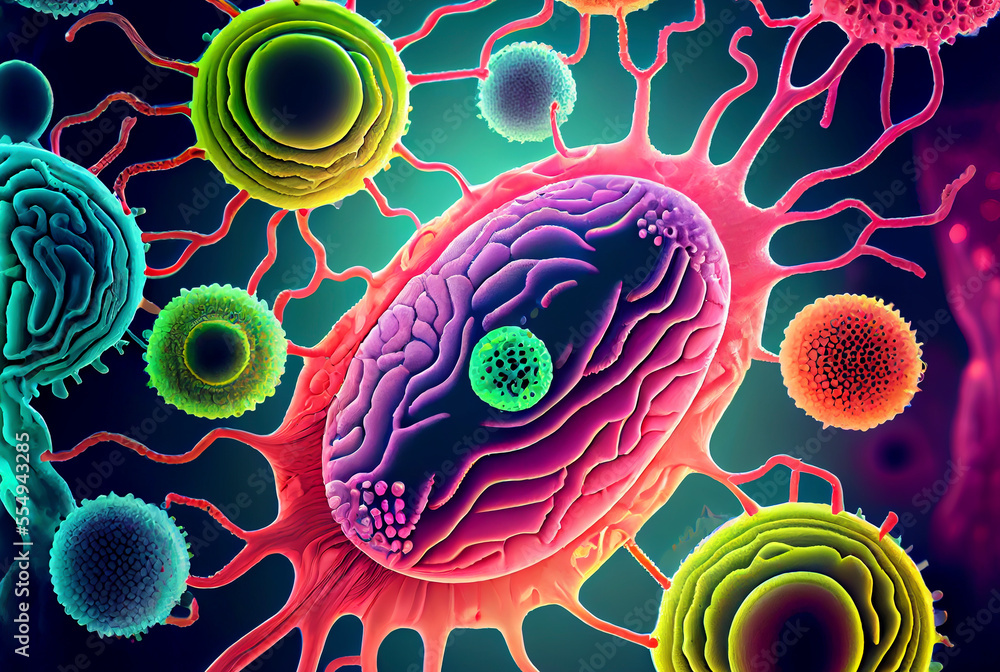 Beautiful microworld, microbes of different shapes, generative ai ...