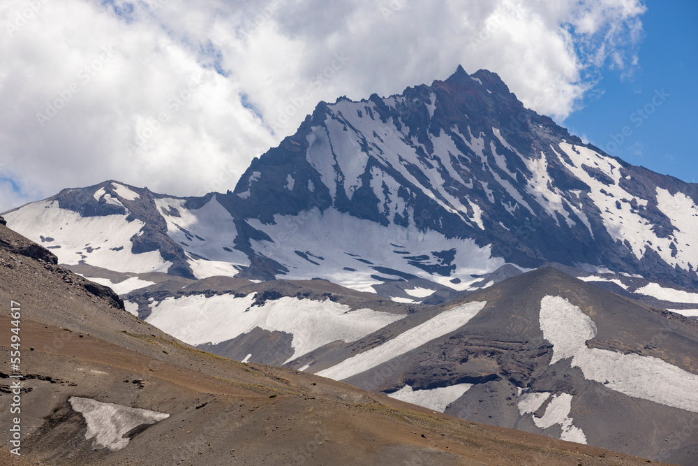 Volcano Planchón-Peteroa and landscape at Paso Vergara - crossing the ...