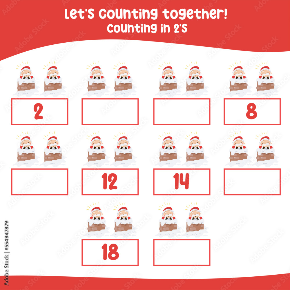 Counting by two's the Christmas elements. practising math in multiple ...