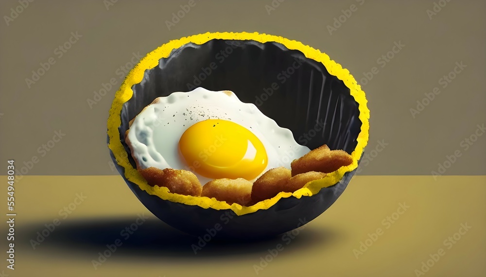 Fried egg on yellow background Stock Illustration | Adobe Stock