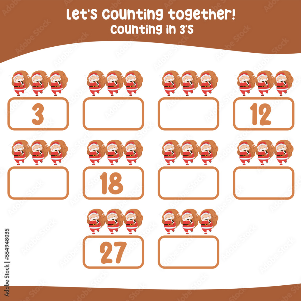 Counting by three's the Christmas Elements. practising math in multiple ...