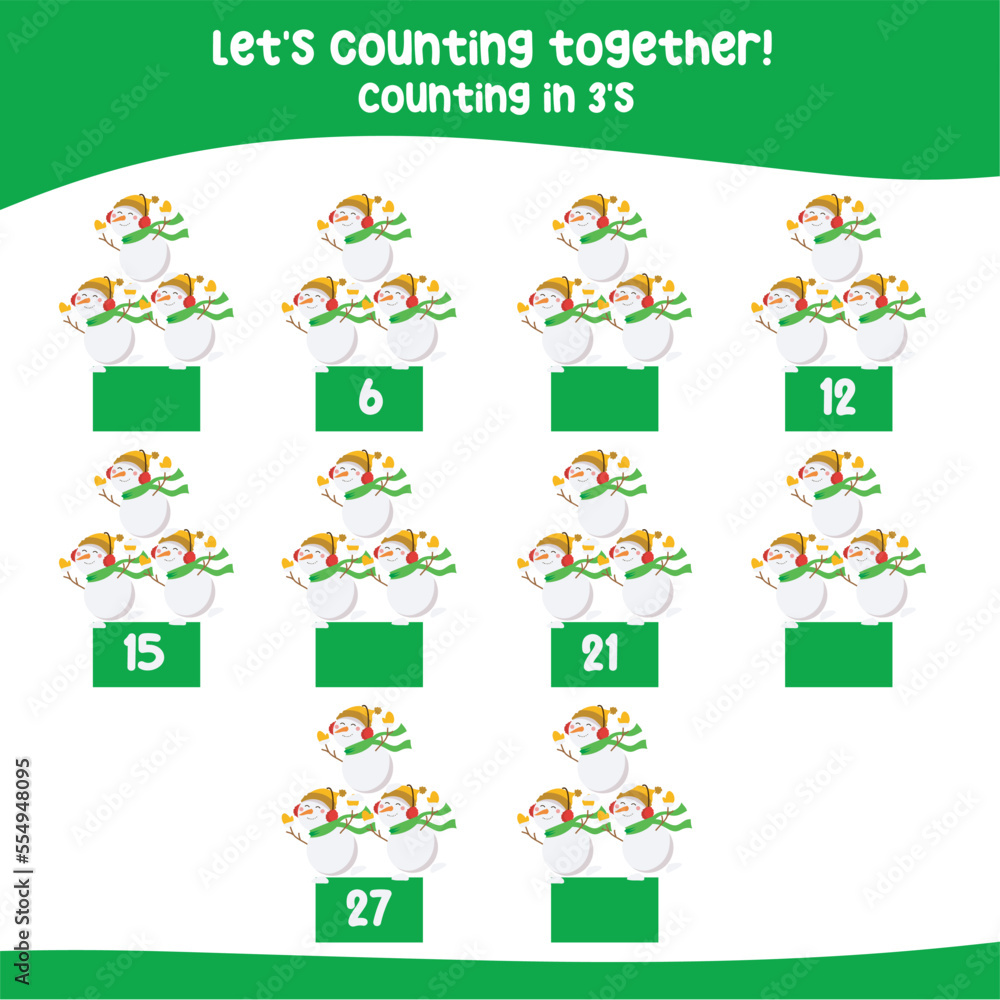 Counting by three's the Christmas Elements. practising math in multiple ...