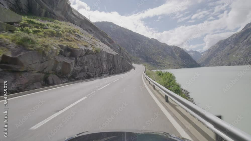 Driving from the Grimsel to the Furka pass through the famous valley in ...