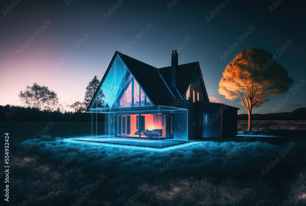 House restauration concept, with family home projection, Generative AI ...