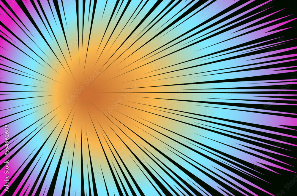 Manga neon anime action frame lines with halftones. Colored Pop art ...