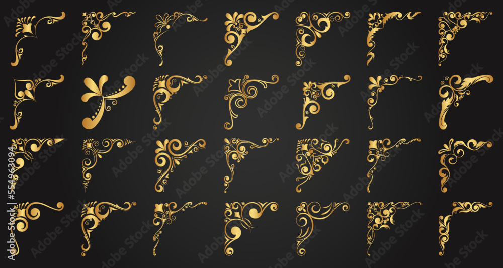 Large set of decorative corner frames. Vintage calligraphic corners and ...