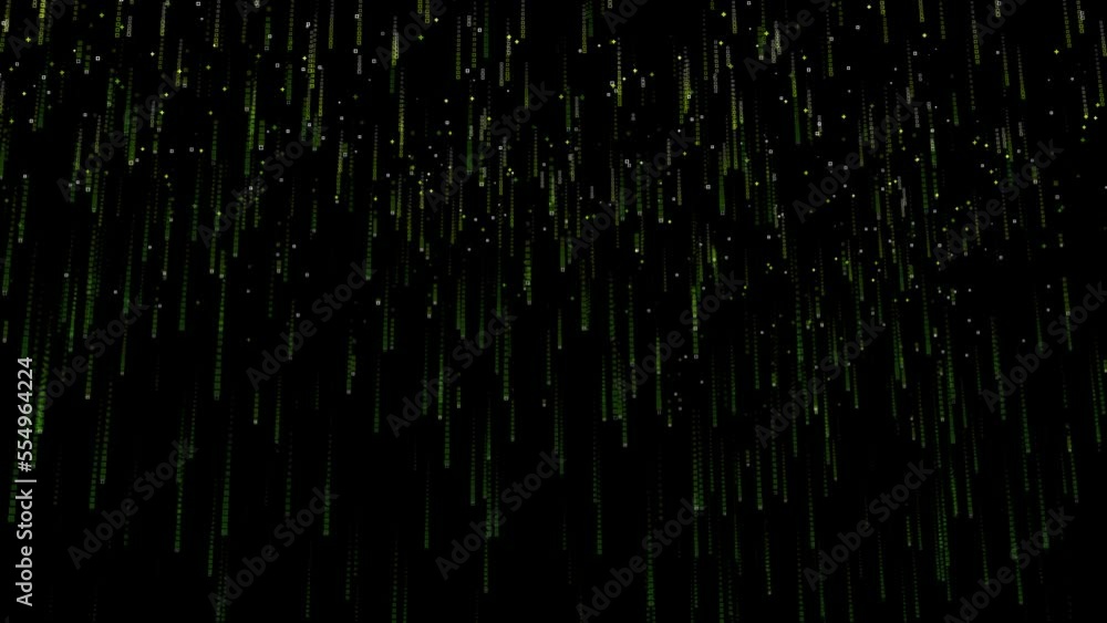 Digital Rain Matrix Binary Code Processing On Screen Background Loop
