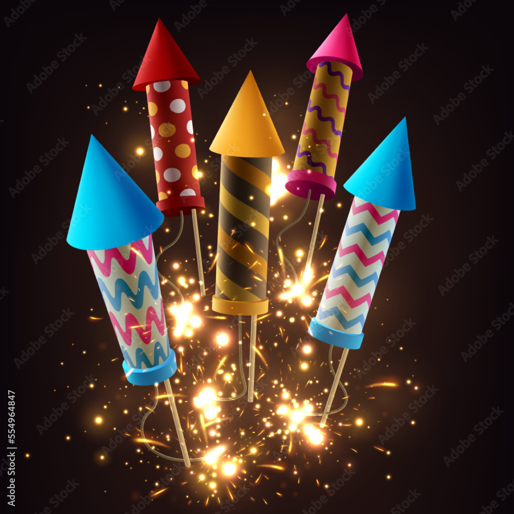Realistic Firecrackers with Light Explosive Effect, Firework Rockets ...