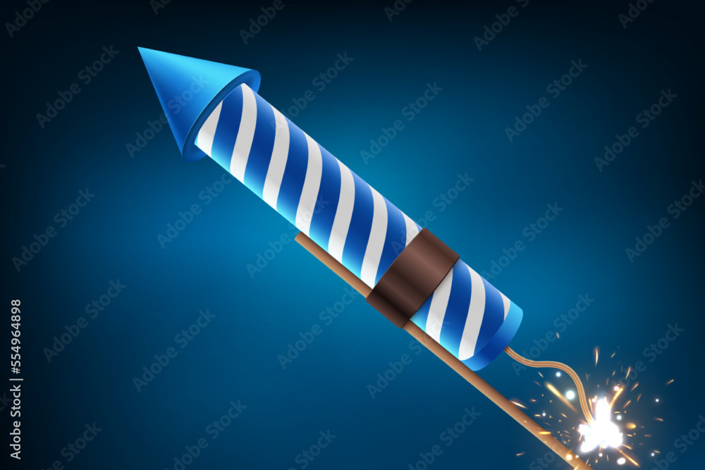 Vetor de Realistic Firecrackers with Light Explosive Effect, Firework ...