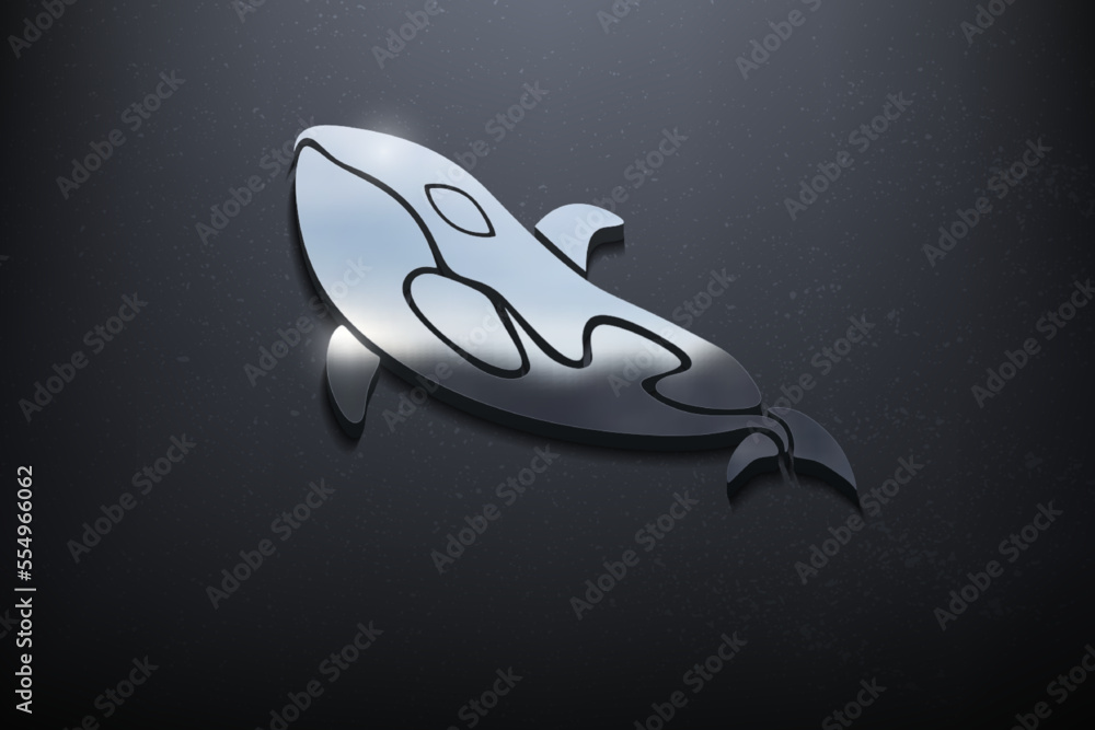 Orca 3D Logo Design, Shiny Mockup Logo with Textured Wall. Realistic ...