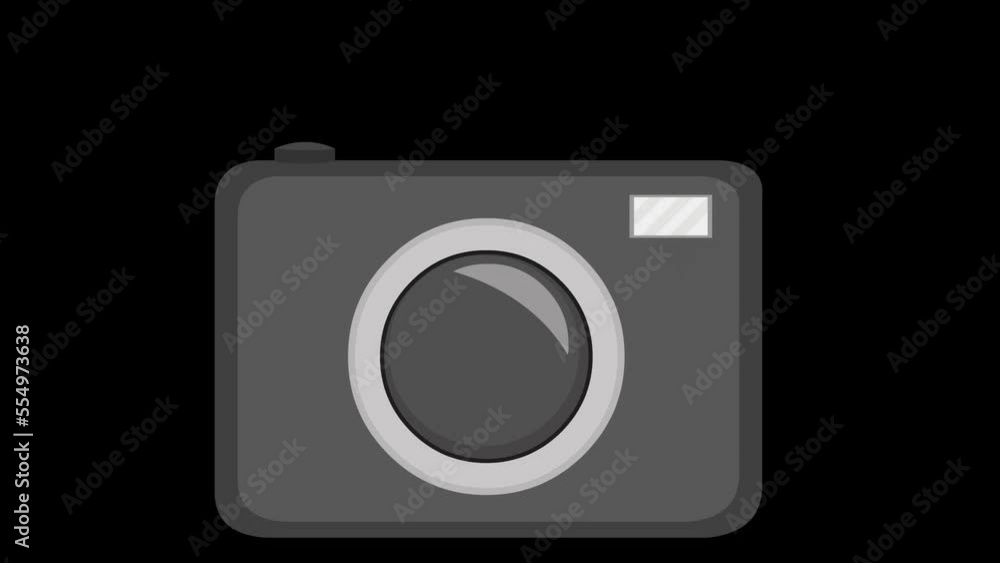 camera photo animation with flash, on a transparent background with ...