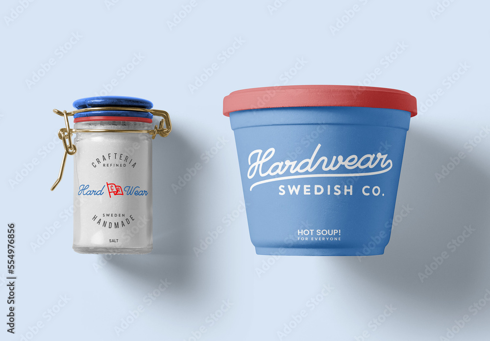 Soup Box with Salt Cellar Mockup Stock Template | Adobe Stock