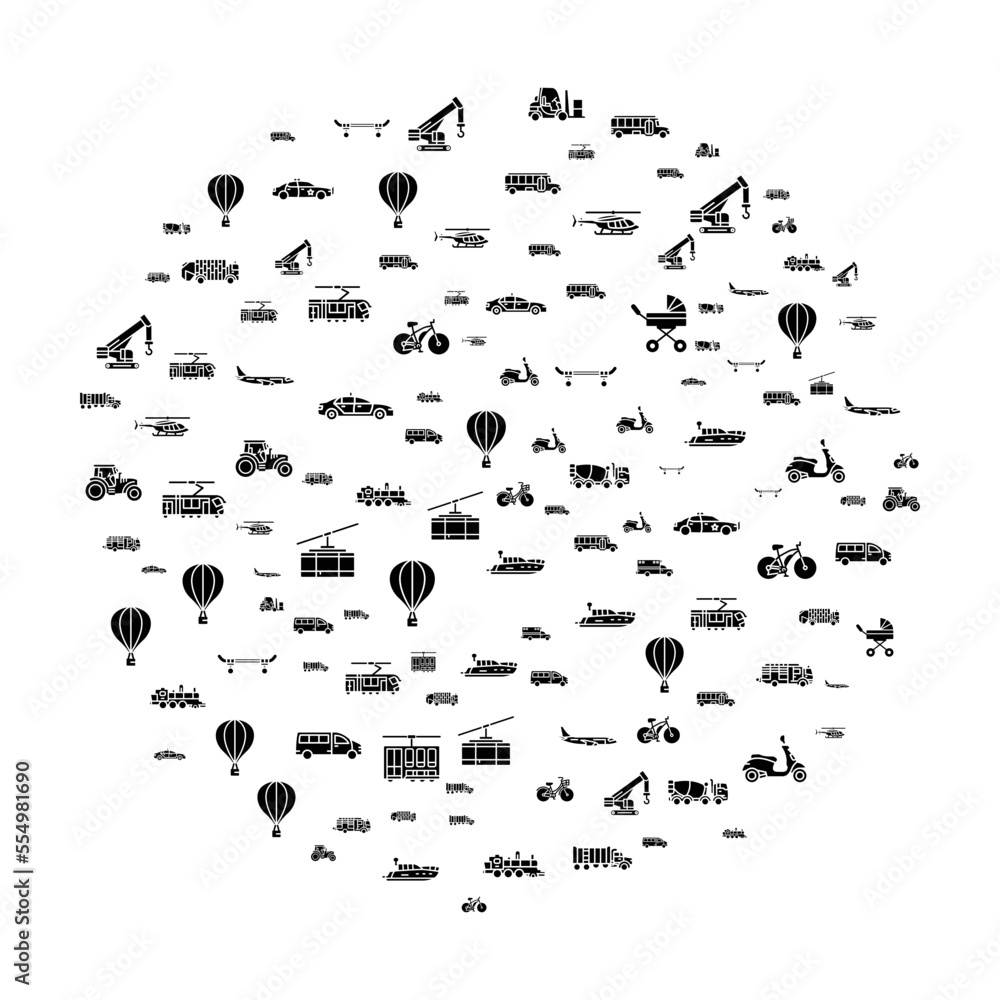 Transportation concept in circle with clean and simple icons ...