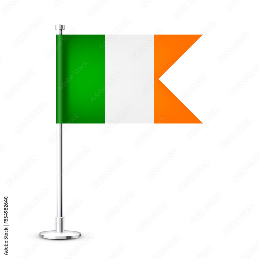 Realistic Irish table flag on a chrome steel pole. Souvenir from ...
