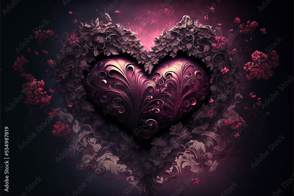 valentine background with heart, Generative AI Stock Illustration ...
