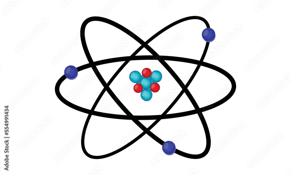 Science atom chain in white blue and red colors with shadow 3d Stock ...