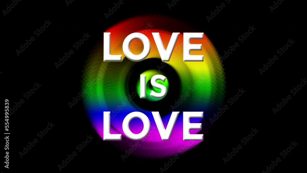 Lgbt concept.Animation of love is love text with lgbt flag colors ...