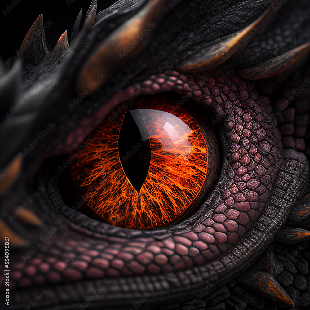 Dragon eye in detail - Generative AI Stock Illustration | Adobe Stock