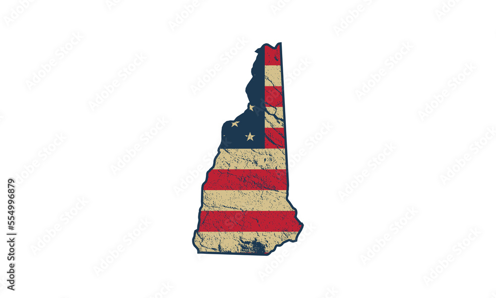 New hampshire map with usa flag Stock Vector | Adobe Stock