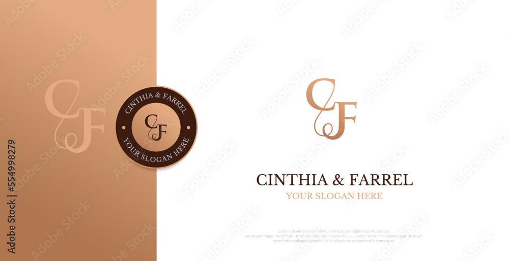 Wedding Logo Initial CF Logo Design Vector Stock Vector | Adobe Stock