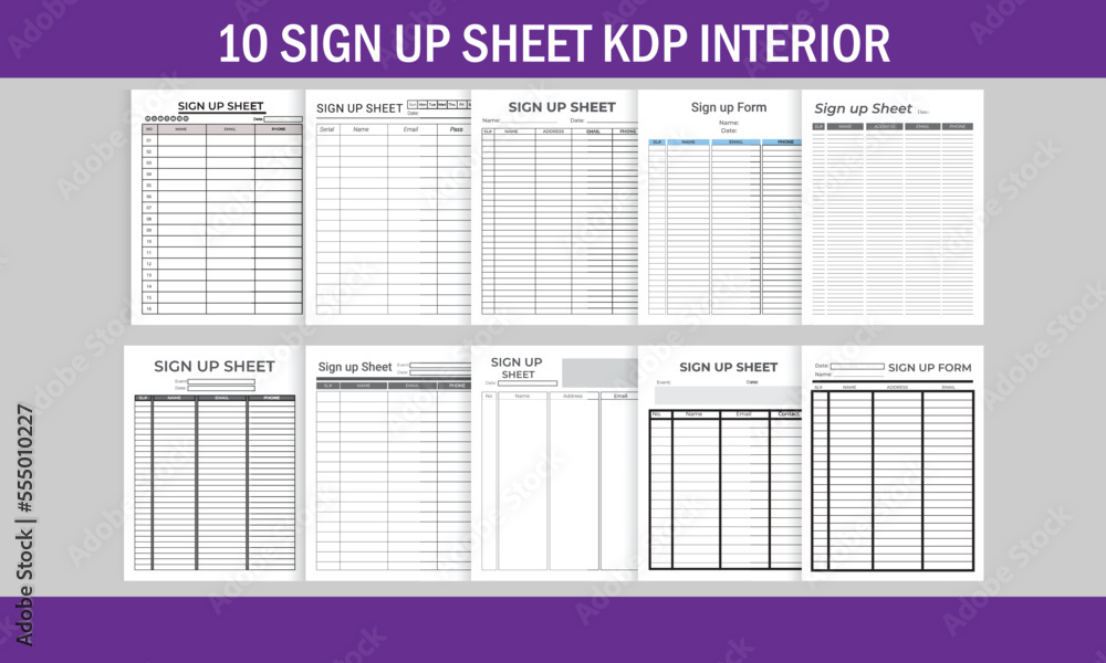 10 Editable Canva Templates Sign Up Sheet for KDP, Sign Up Sheet for ...