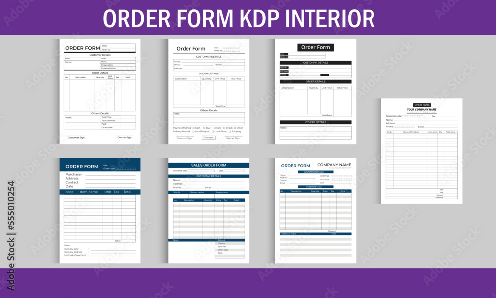 07 Editable Canva Templates Order Form for KDP 07 Different Style and ...