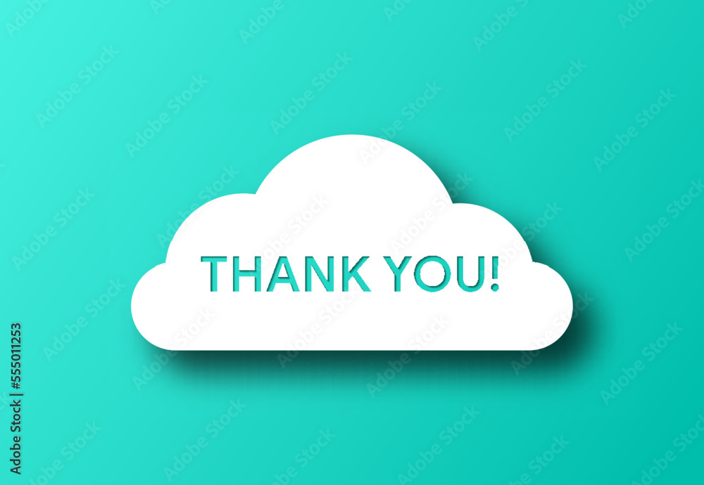 thank you display word cut paper with green cloud computing background ...