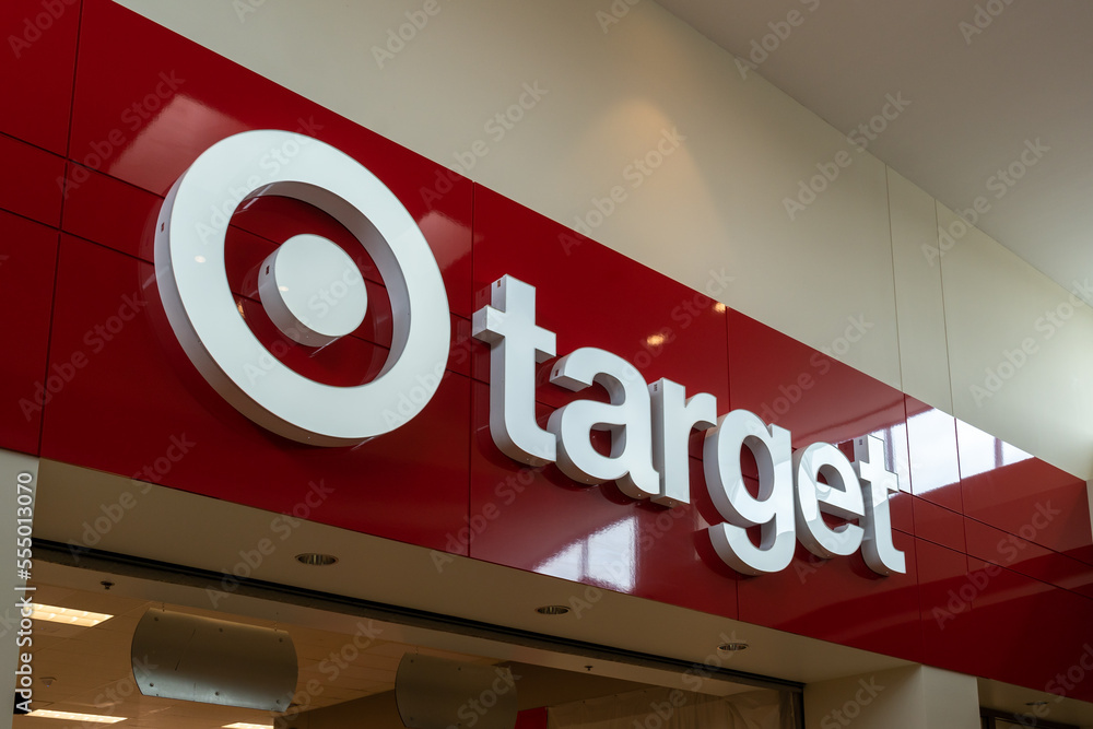 Houston, Texas, USA - March 6, 2022: Close up of Target store sign is ...