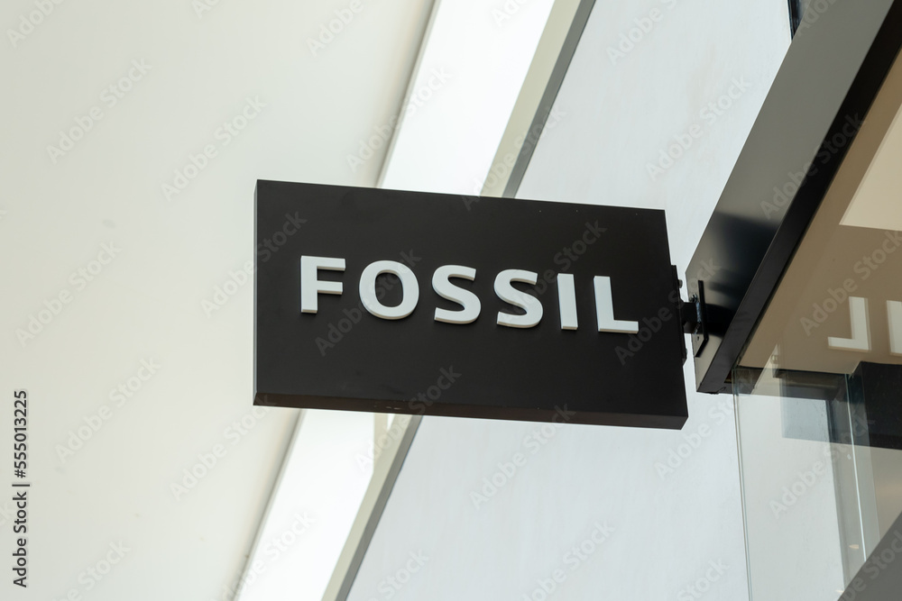 Houston, Texas, USA - March 6, 2022: Close up of Fossil store sign at a ...