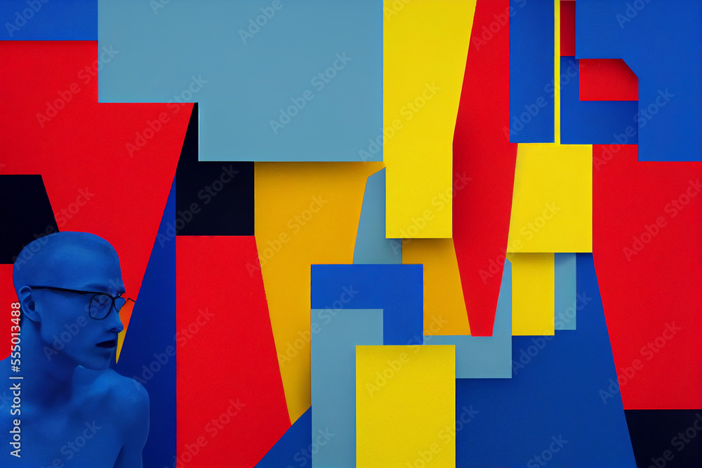 Colorful abstract neoplasticism and cubism art style with abstract ...