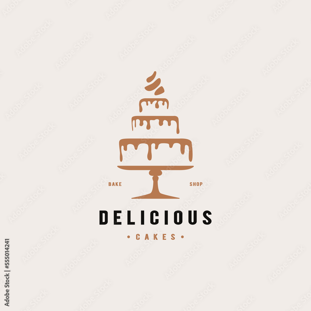 cake wedding icon, delicious cake icon for bakery shop logo design 2 ...