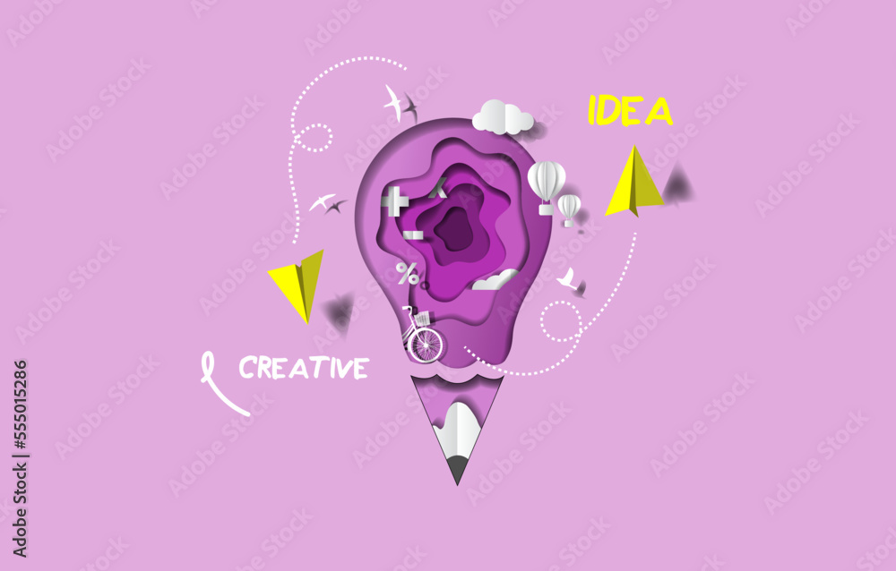 Education and creative idea concept for kids. Background with light ...