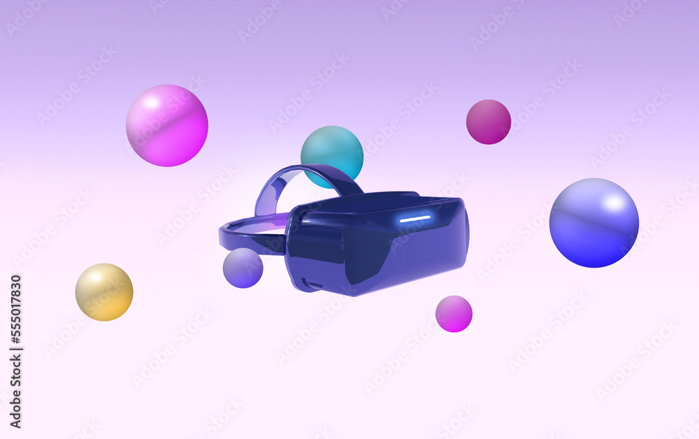 Virtual Reality (VR) and Augmented Reality (AR) 3D Rendering for Metaverse Backgrounds. Stock ...