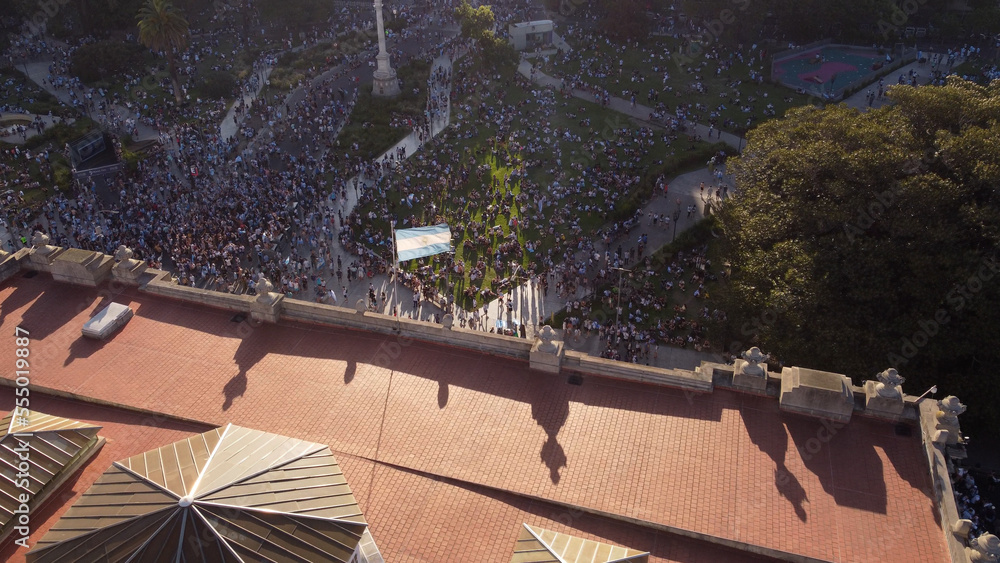Crowd in Buenos Aires streets. Argentinian people celebrating in park ...