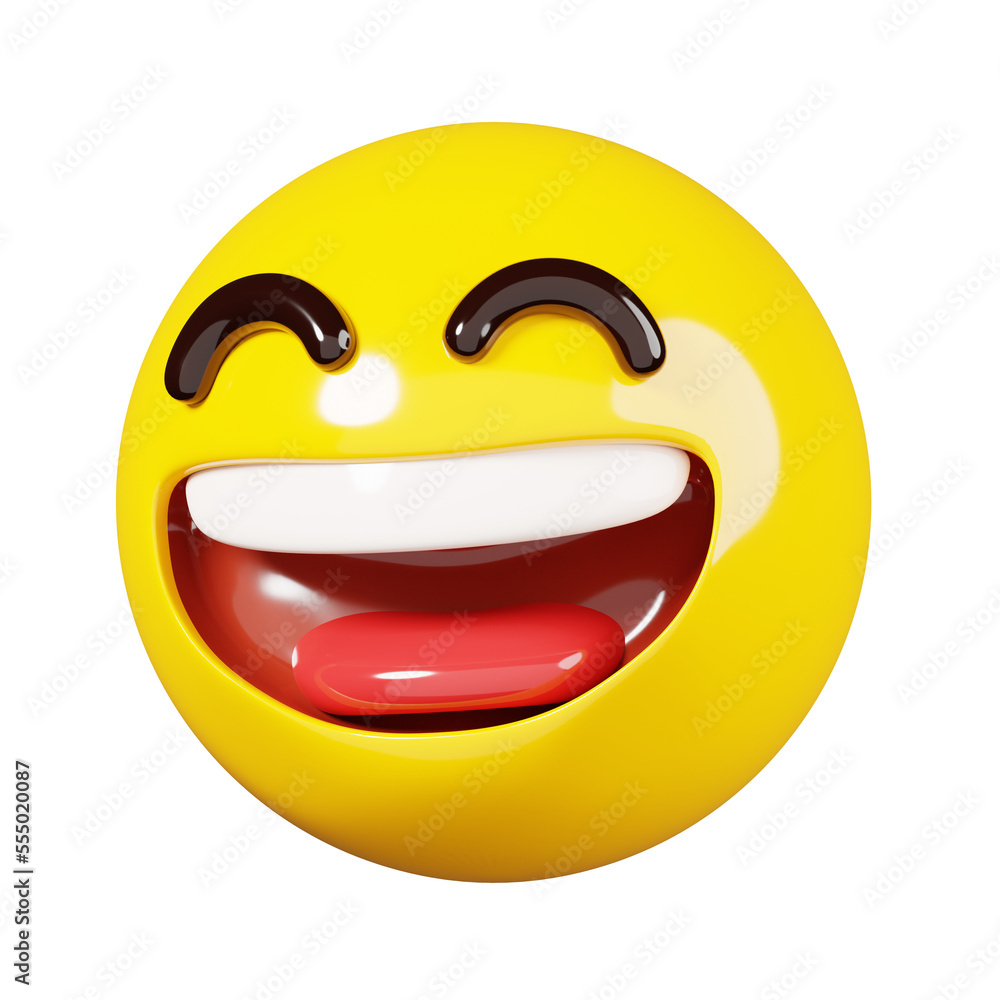 Laughing emoji with closed eyes and open mouth. Yellow face smiling ...