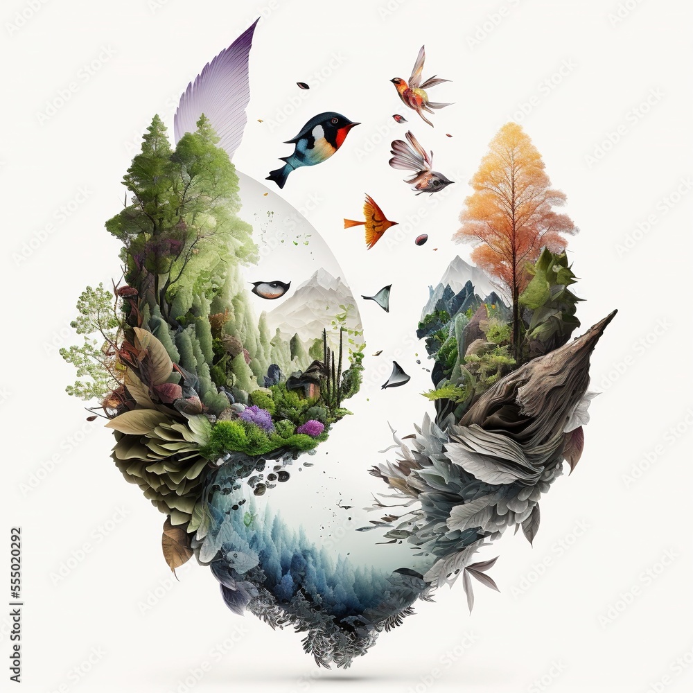 Harmony with nature illustration made with Generative AI Stock ...