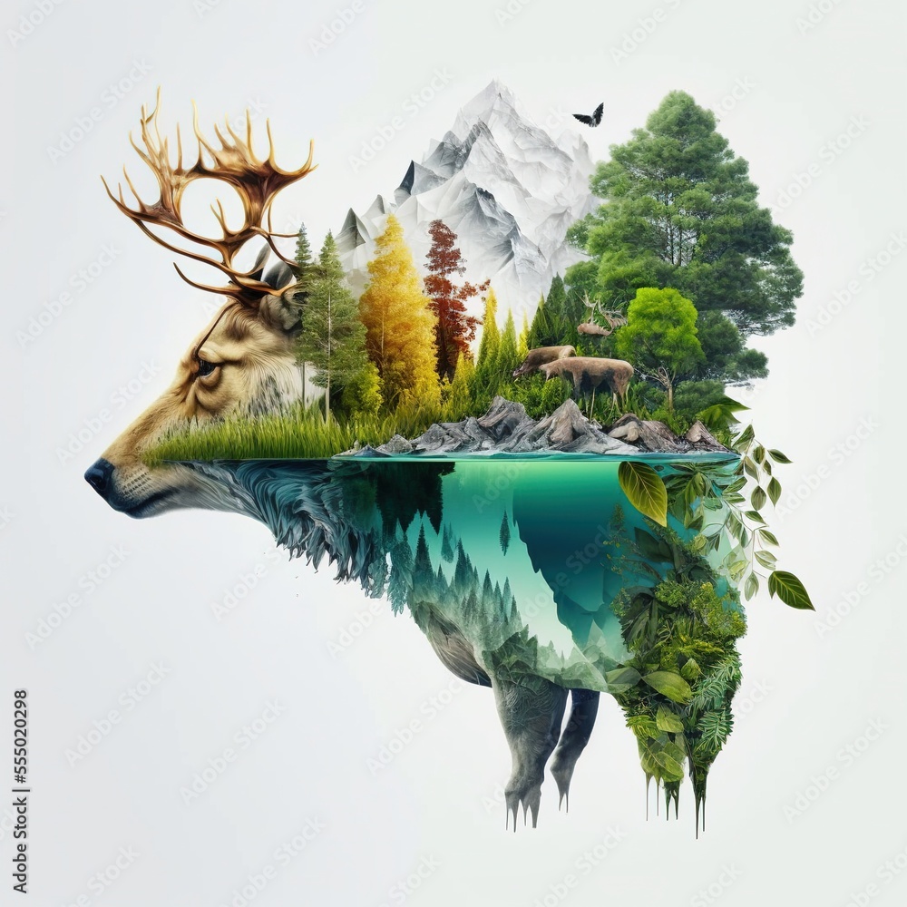 Harmony with nature illustration made with Generative AI Stock ...