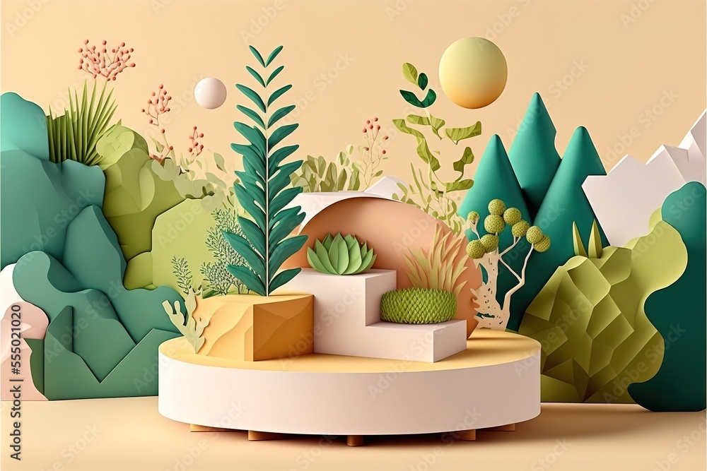 podium platform for products and presentations, 3d illustration made ...