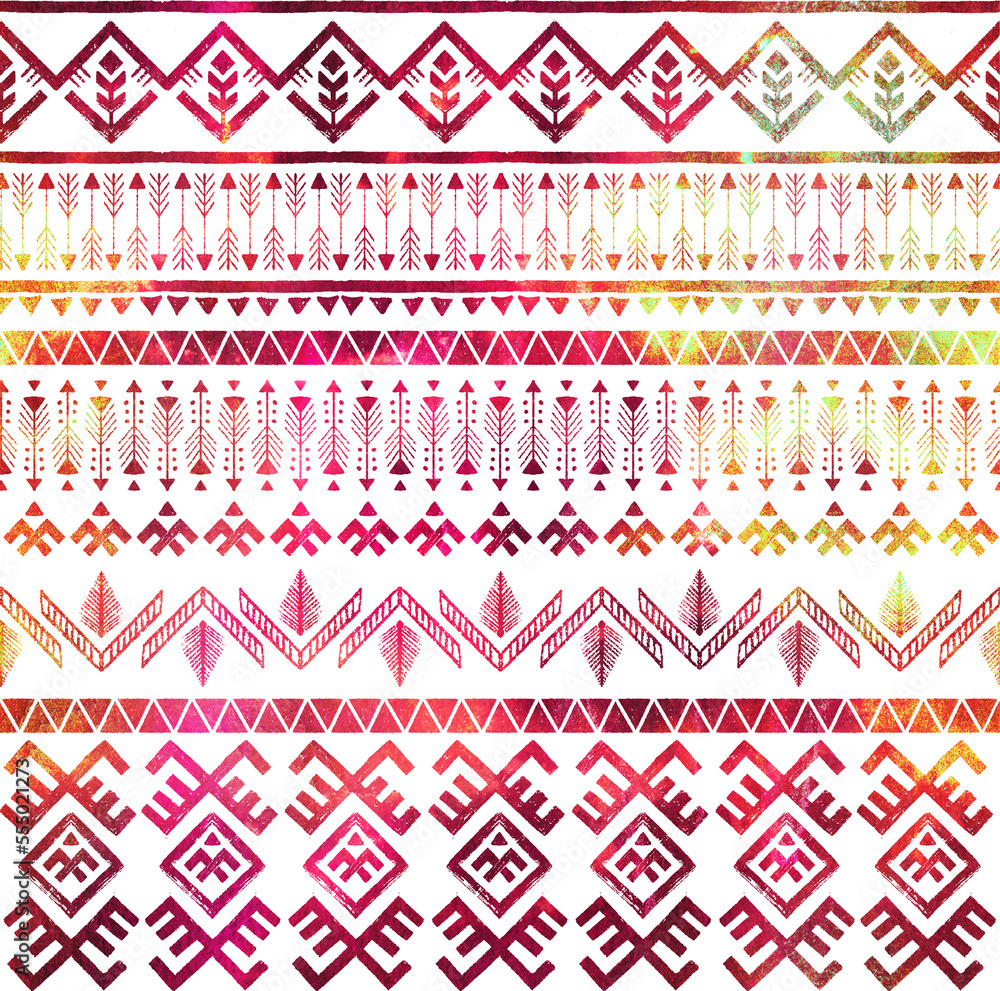 Slavic Seamless pattern, boho border background with ethnic ornament ...