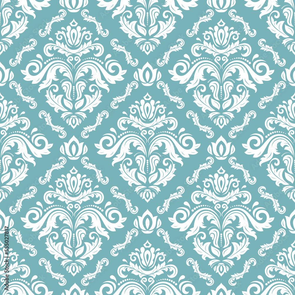 Orient vector classic pattern. Seamless abstract light blue and white ...
