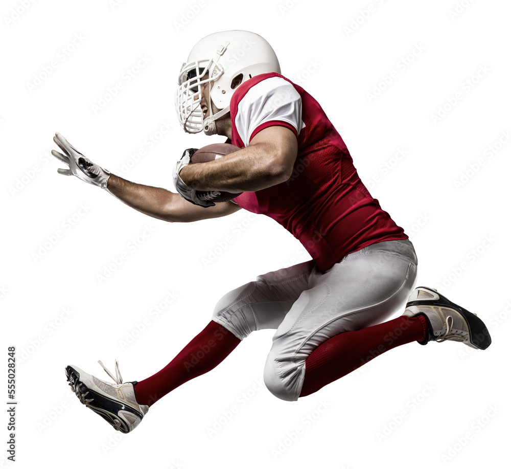 Poster Football Player with a Red uniform on a transparent background ...