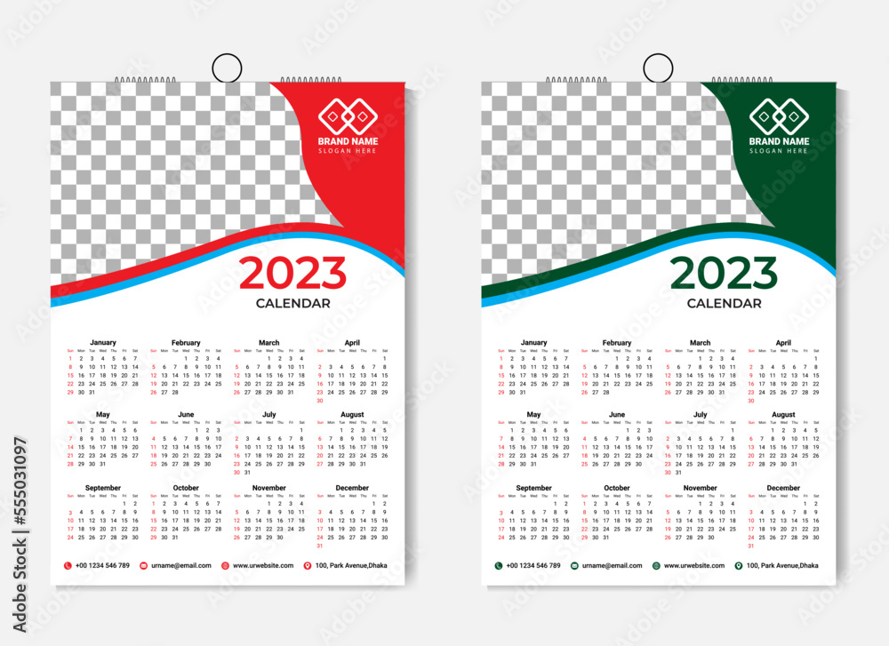 Wall Calendar 2023 Design template, 12 Month wall calendar 2023, Modern ...