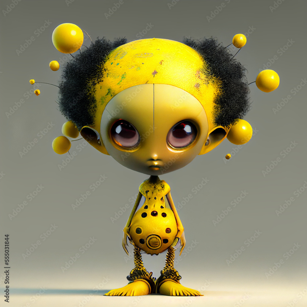 A strange alien monster yellow orb created with generative AI ...