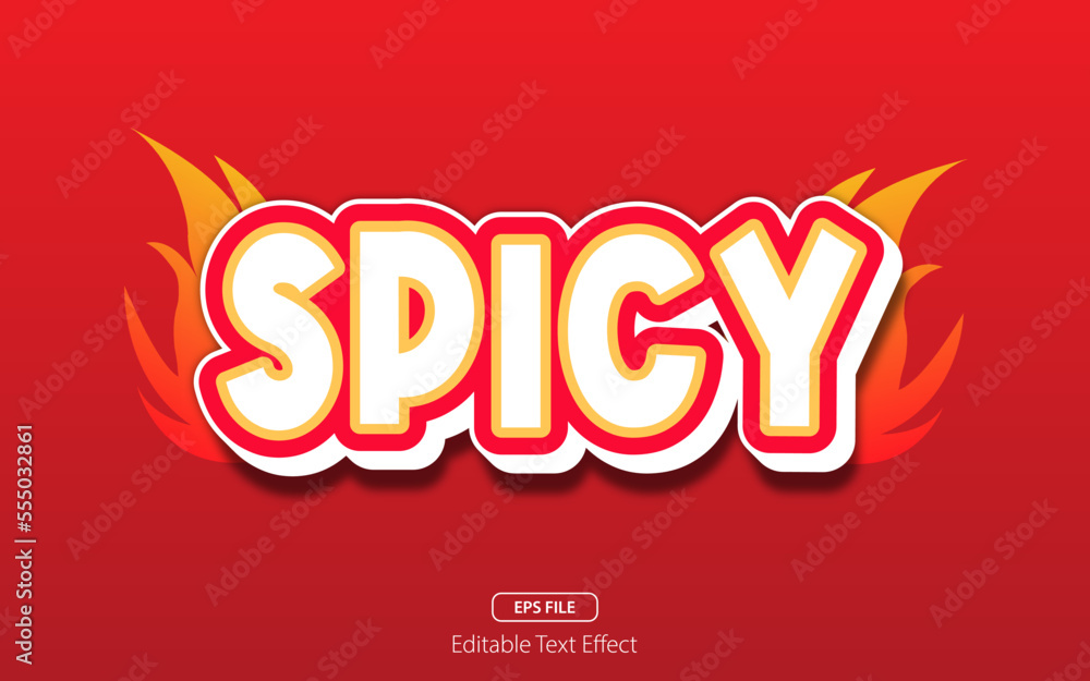 Spicy editable text effect with bold font, white and red colors. Vector ...
